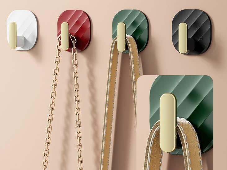 YISMAN 4 Packs Adhesive Wall Hooks, Waterproof Utility Hook Door Hanger, Bathroom Toilet Kitchen Office,Adhesive Heavy Duty Wall Hooks 10lb(Max)