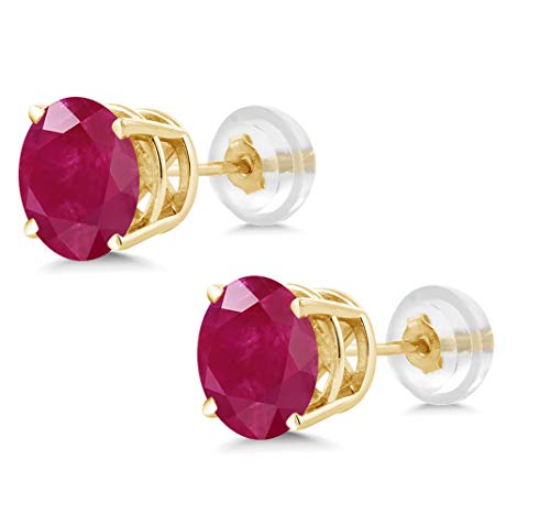 Gem Stone King 14K Yellow Gold Round 5MM Gemstone Birthstone Stud Earrings | Gold Earrings for Women