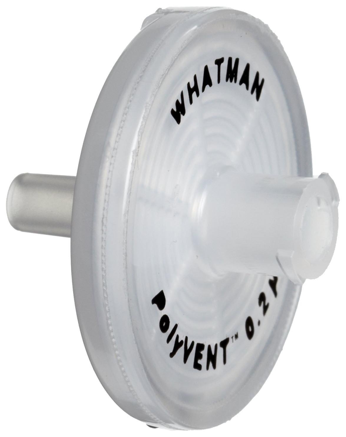 Whatman 6713-1650 PTFE PolyVENT 16 Venting Filter Discs Membrane Stepped Barb Fittings, 3/8" x 1/2" Inlet, 3/8" x 1/2" Outlet, 50mm Diameter, 0.2 Micron (Pack of 10)