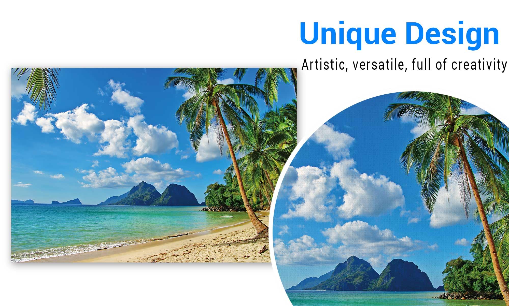 Funnytree 7x5ft Summer Tropical Beach Backdrop Seaside Island Palm Trees Photography Background for Picture Blue Sea Sky Sunshine Luau Themed Party Decorations Photo Booth Studio Props