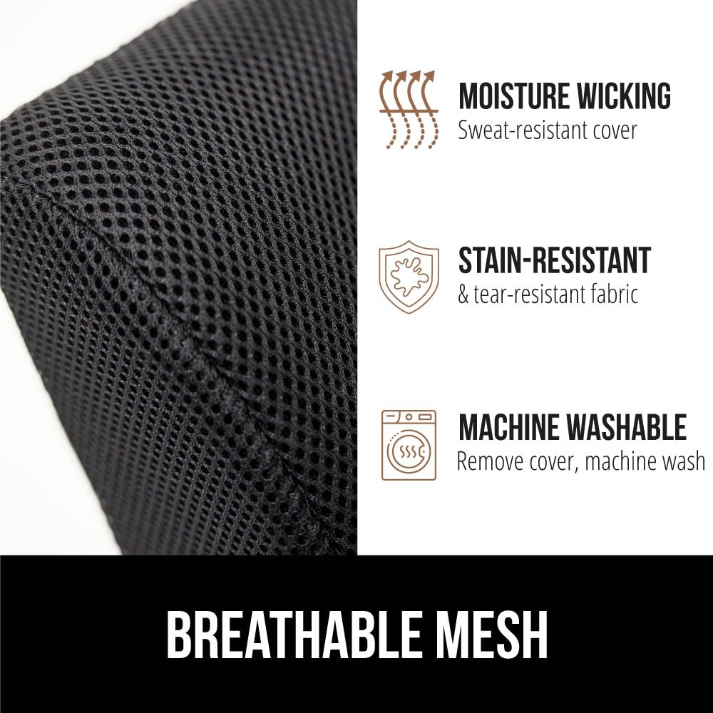 Gorilla Grip Lumbar Silicone Dot Grips to Stay in Place Support Pillow for Office Chair, Sculpting Memory Foam, Ergonomic Cushion for Lower Back Relief, Adjustable Strap, Backrest for Car Seat, Black