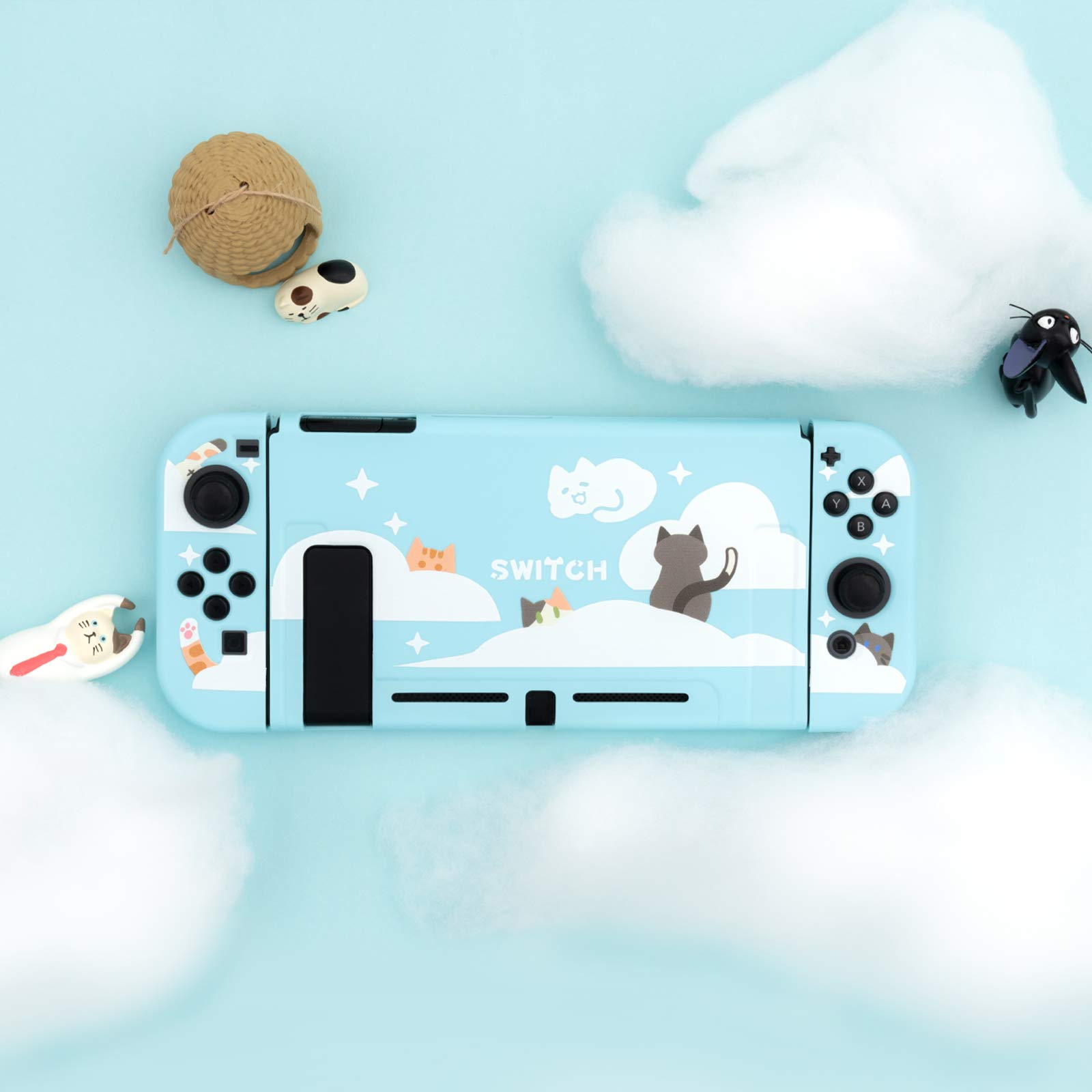 GeekShare Protective Case for Switch, Soft TPU Slim Case Cover Compatible with Nintendo Switch Console and Joy-Con (Nebula Cat)