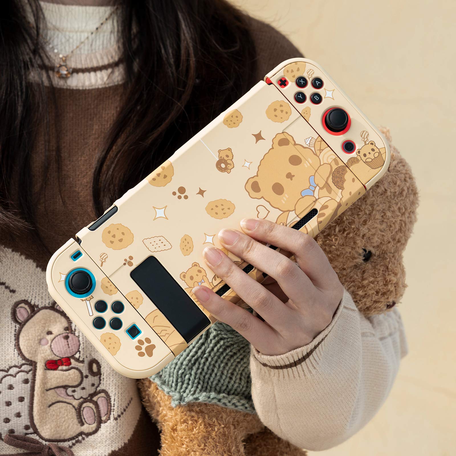 GeekShare Protective Case Slim Cover Case Compatible with Nintendo Switch and Joy-Con - Shock-Absorption and Anti-Scratch - Mousse Bear