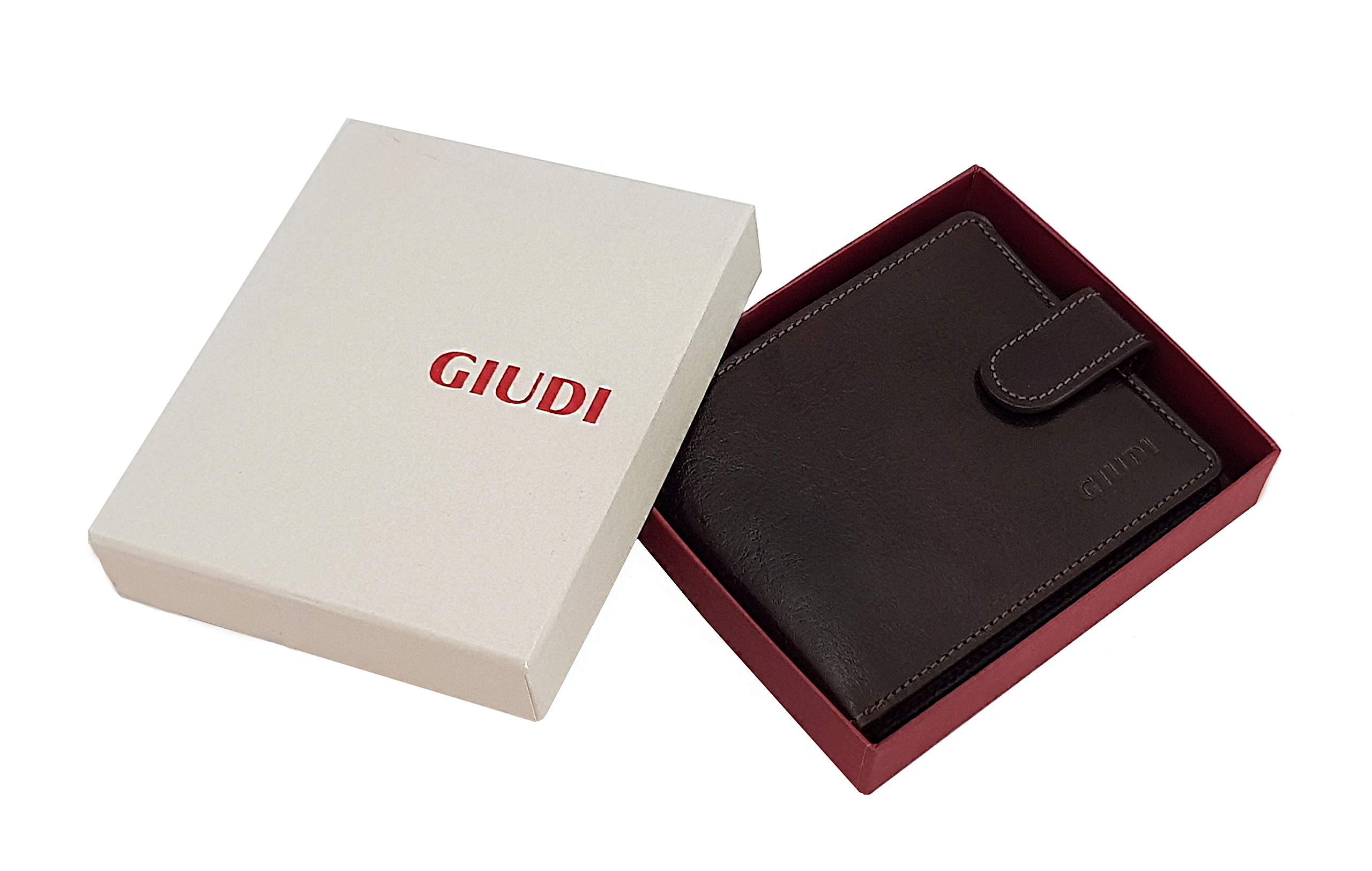 Giudi Splendid Slimfold Men's Wallet Made in Italy - Beautiful Smooth Genuine Leather - 2 Cash Pockets - 8 Card Holder - Button Snap Closure - Superb Present for Male