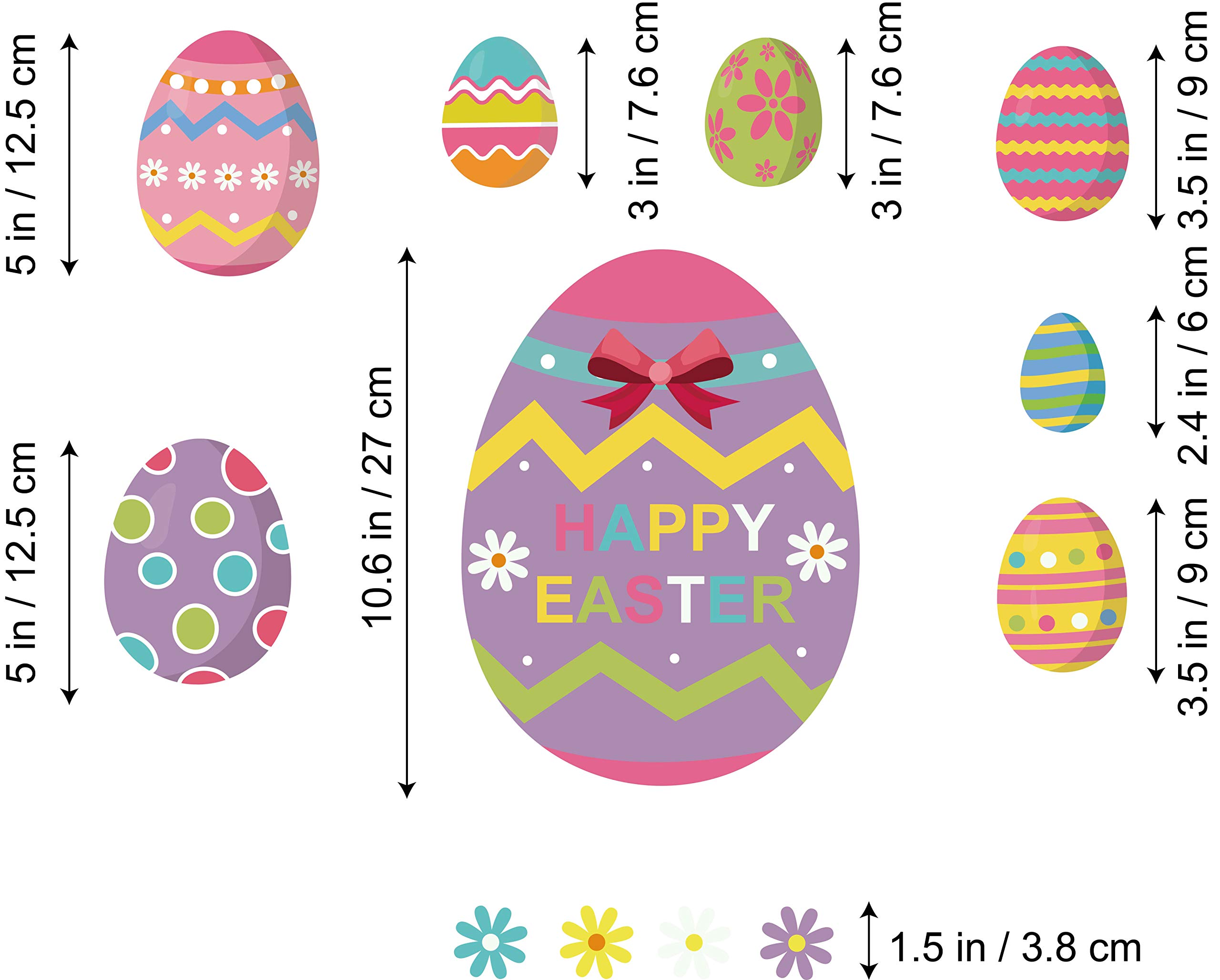 Funny Easter Bunny Stickers Easter Door Decorations Big Easter Egg Stickers for Door Window and Floor Cute & Removable - 7 Sheets