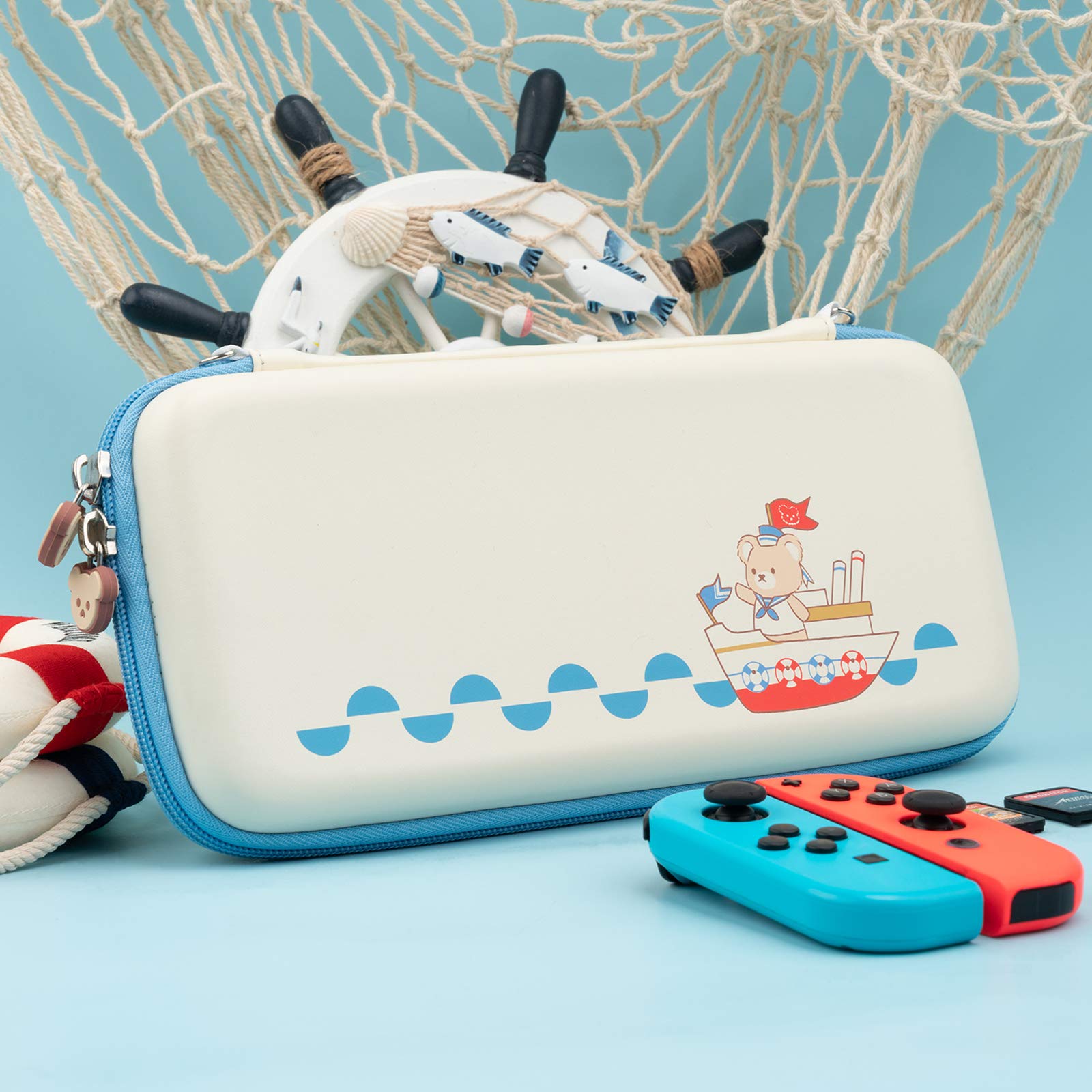 Geekshare Sea Bear Carry Case for Nintendo Switch/Switch OLED - Portable Hardshell Slim Travel Carrying Case fit Switch Console and Accessories