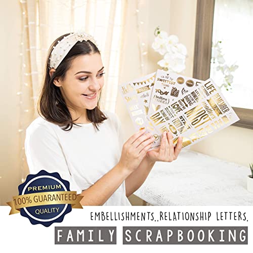 Gold Love Stickers for Scrapbooking - Scrapbook Stickers Love and Wedding Scrapbook Stickers Love