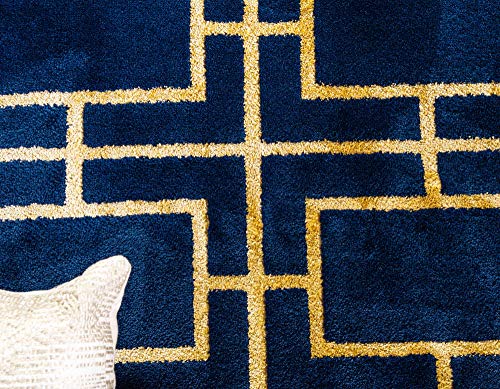 Unique Loom Marilyn Monroe Glam Collection Area Rug - Deco (5' 3' x 8' Rectangle, Navy Blue Gold/ Gold)