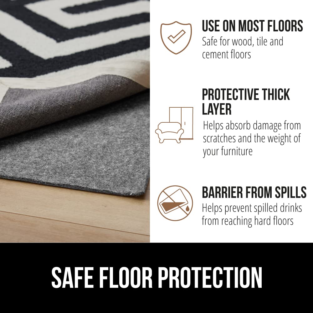 Gorilla Grip Felt and Natural Rubber Stay in Place Slip Resistant Rug Pad, 1/8β Thick, 2x10 FT Protective Padding for Under Area Rugs, Cushioned Gripper Pads, Carpet Runners Hardwood Floors Protection