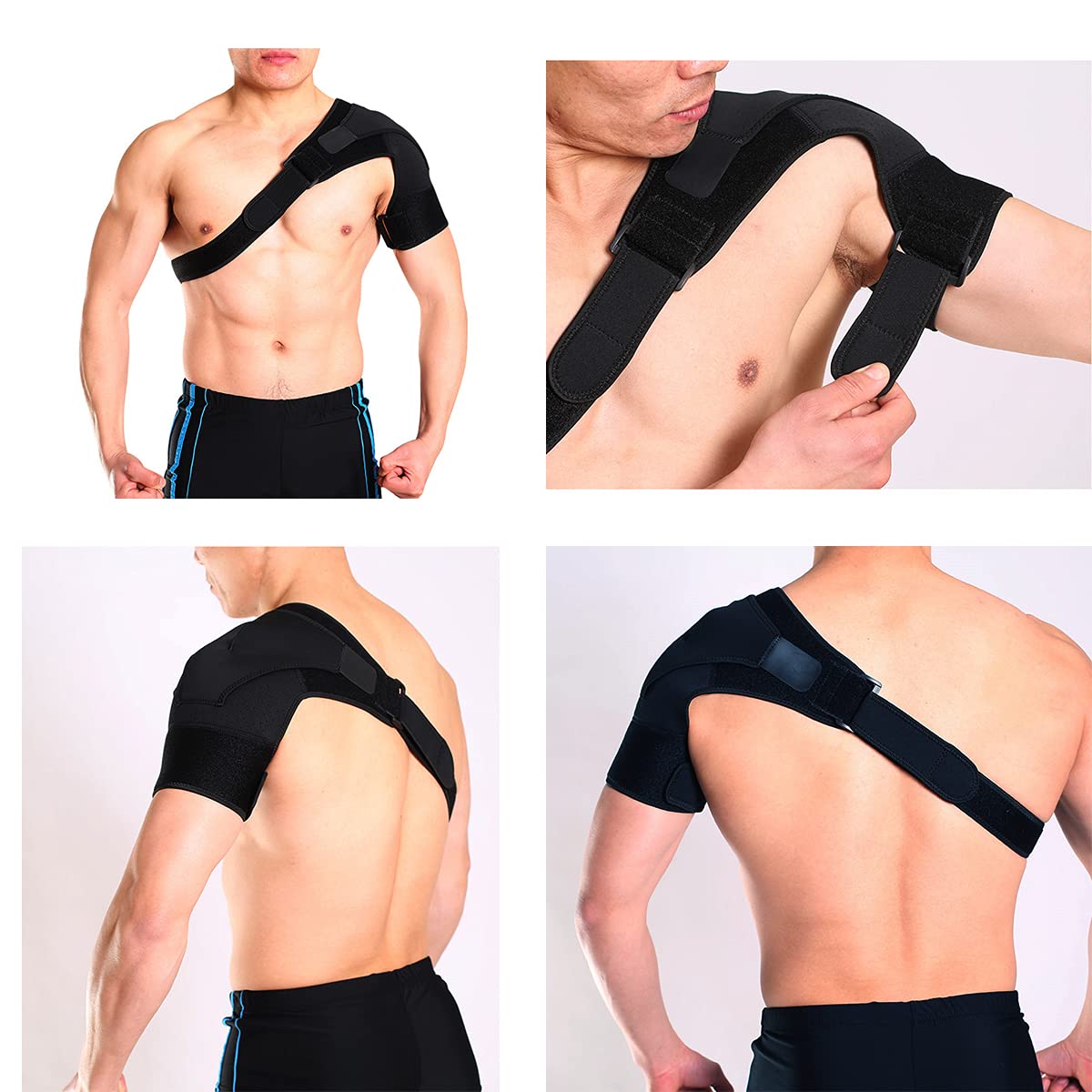 GJKJ Shoulder Brace Adjustable for Women and Men, Compression Support Sleeve Wrap for Rotator Cuff Injuries, Dislocated AC Joint, Sprain and Arthritis Pain Relief, Breathable Neoprene Shoulder Support