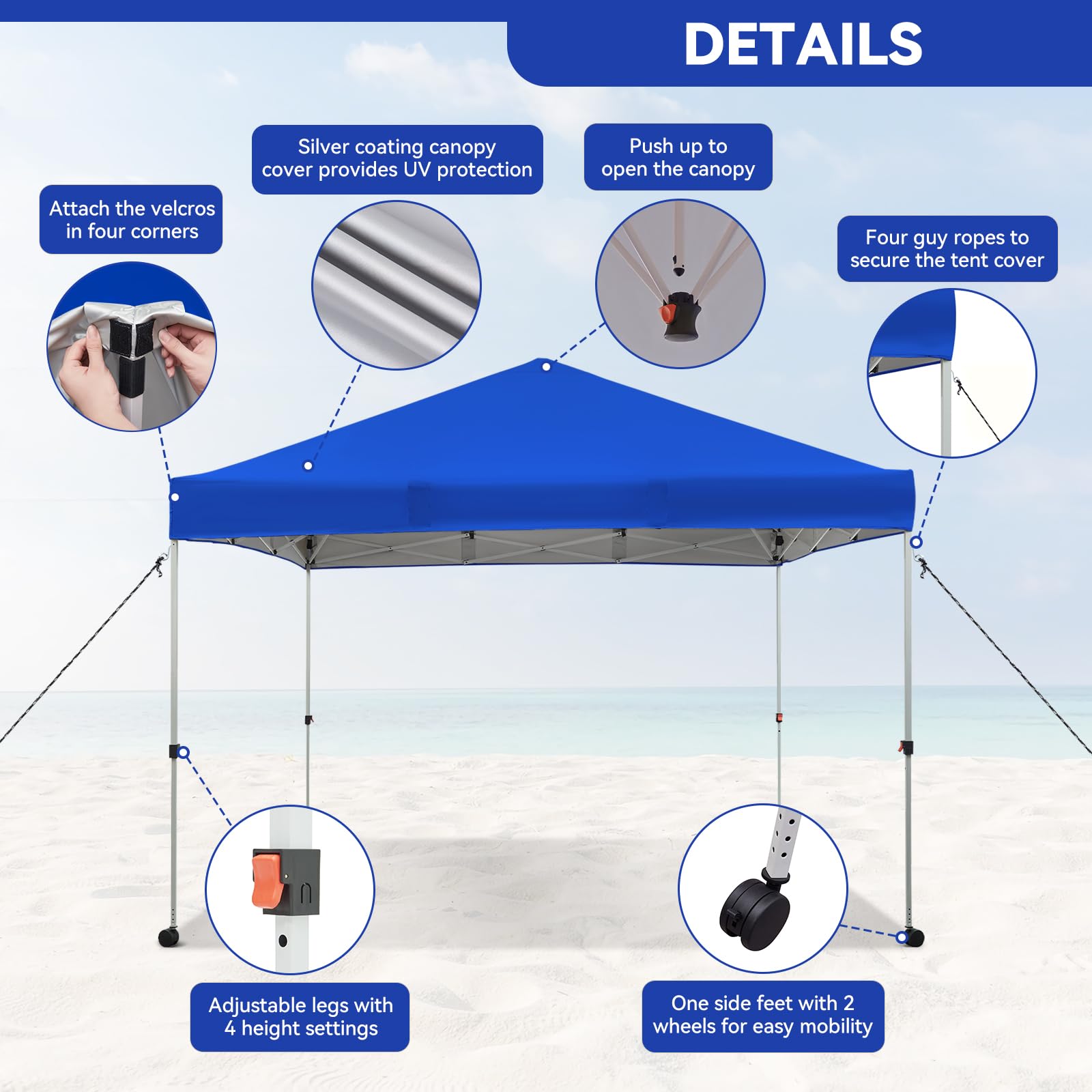 Gardesol 6'x4' E-Z Pop Up Outdoor Portable Canopy Tent with Carry Bag and White Frame, UV-Protected - White