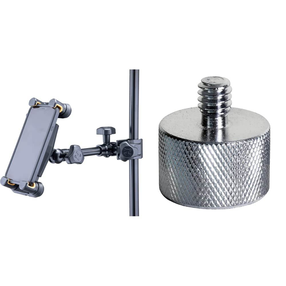 Hercules DG307B Adaptive Tablet and Phone Holder & On-Stage MA-125 1/4" Male to 5/8" Female Mic Screw Adapter