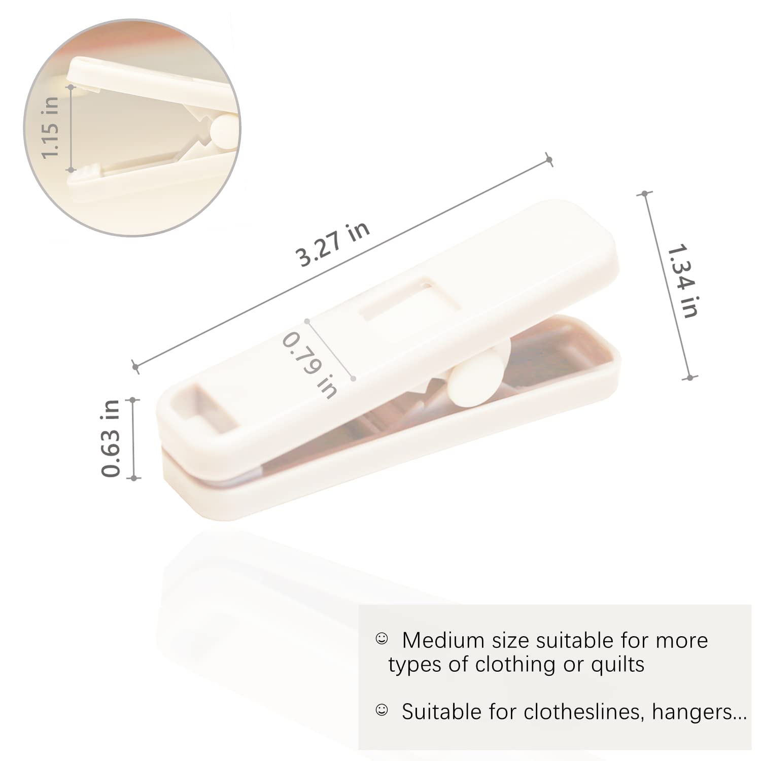 Strong Plastic Clothespins-16 Pack Heavy Duty Laundry Clothes Pins, Strong Clips, Non-Slip Clothes Pegs, Chip Clips, Hanger Clip, Rustless, Windproof, Heatproof-White