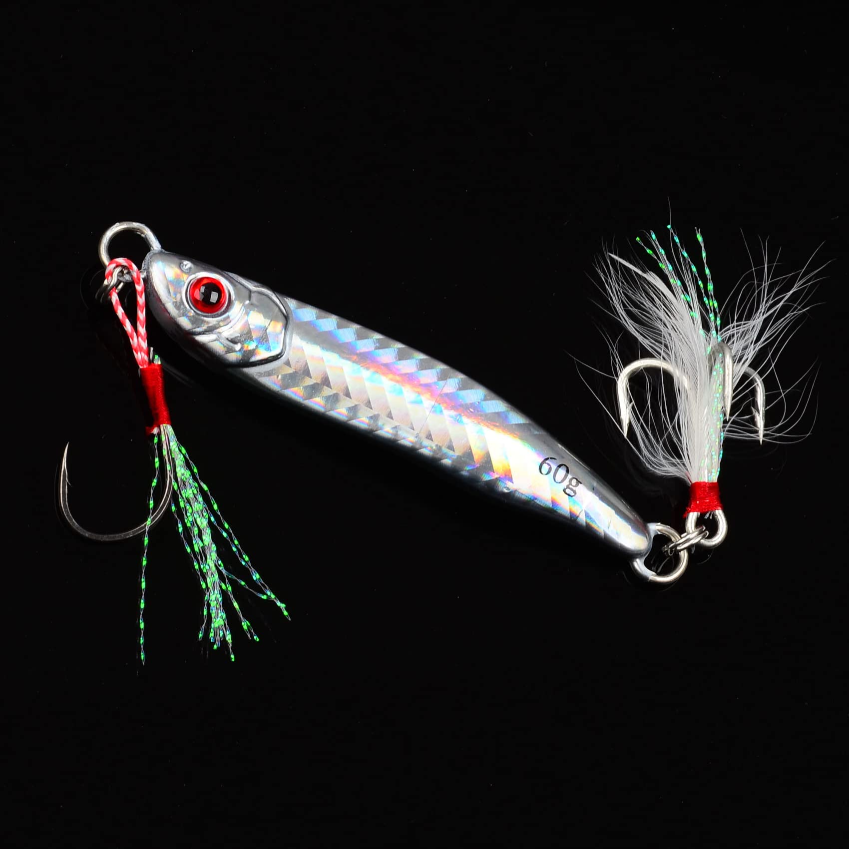 JD Tackle Ocean Saltwater Fishing Metal Lead Jig Vertical Lure 3.5IN 60G / 2.1OZ - 4 Pieces