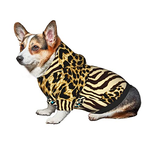 Small Pet Sweaters with Hat Tiger-Prints-Zebra Cat Puppy Hoodie Pet Hooded Coat X-Small