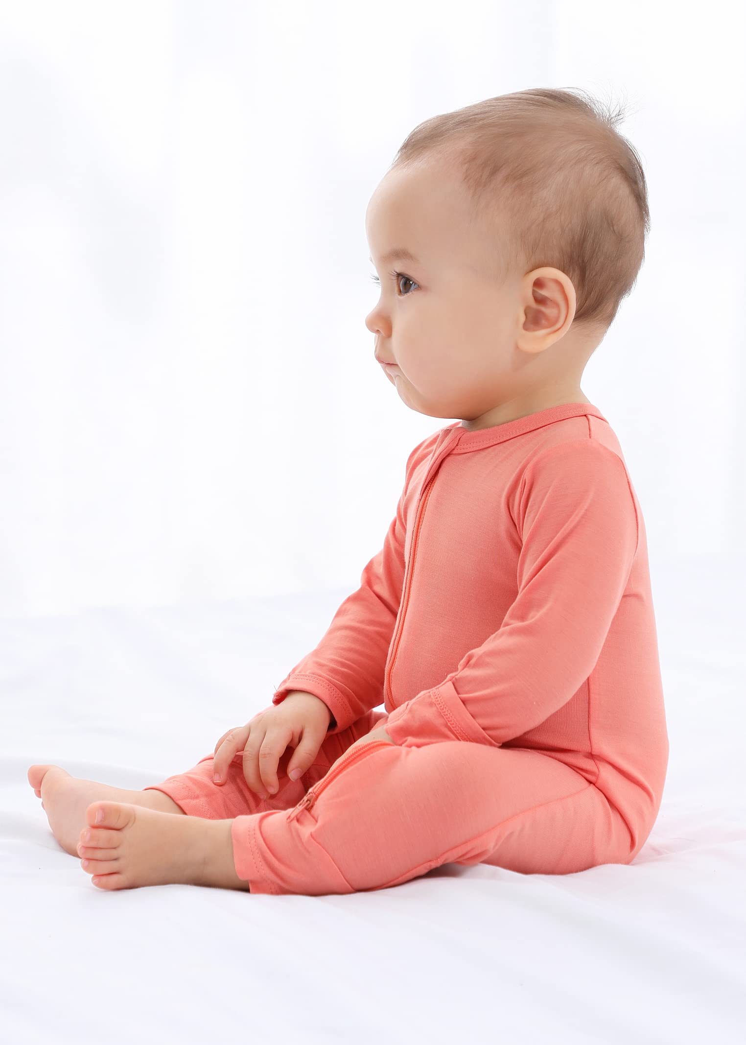 GUISBY Baby Footless Pajamas with Mittens Cuffs, Soft Rayon Double Zippers 3 Piece Sets 18-24 Months