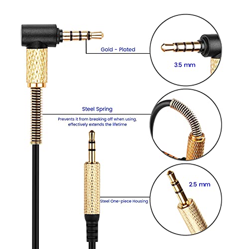 weishan QC35 Coiled Audio Cable Replacement for Bose 700 Quietcomfort 35 II/35/25 On-Ear 2/OE2i Soundtrue/Soundlink, in-line Mic Control Headphone Cord Works on iOS/Android 8ft