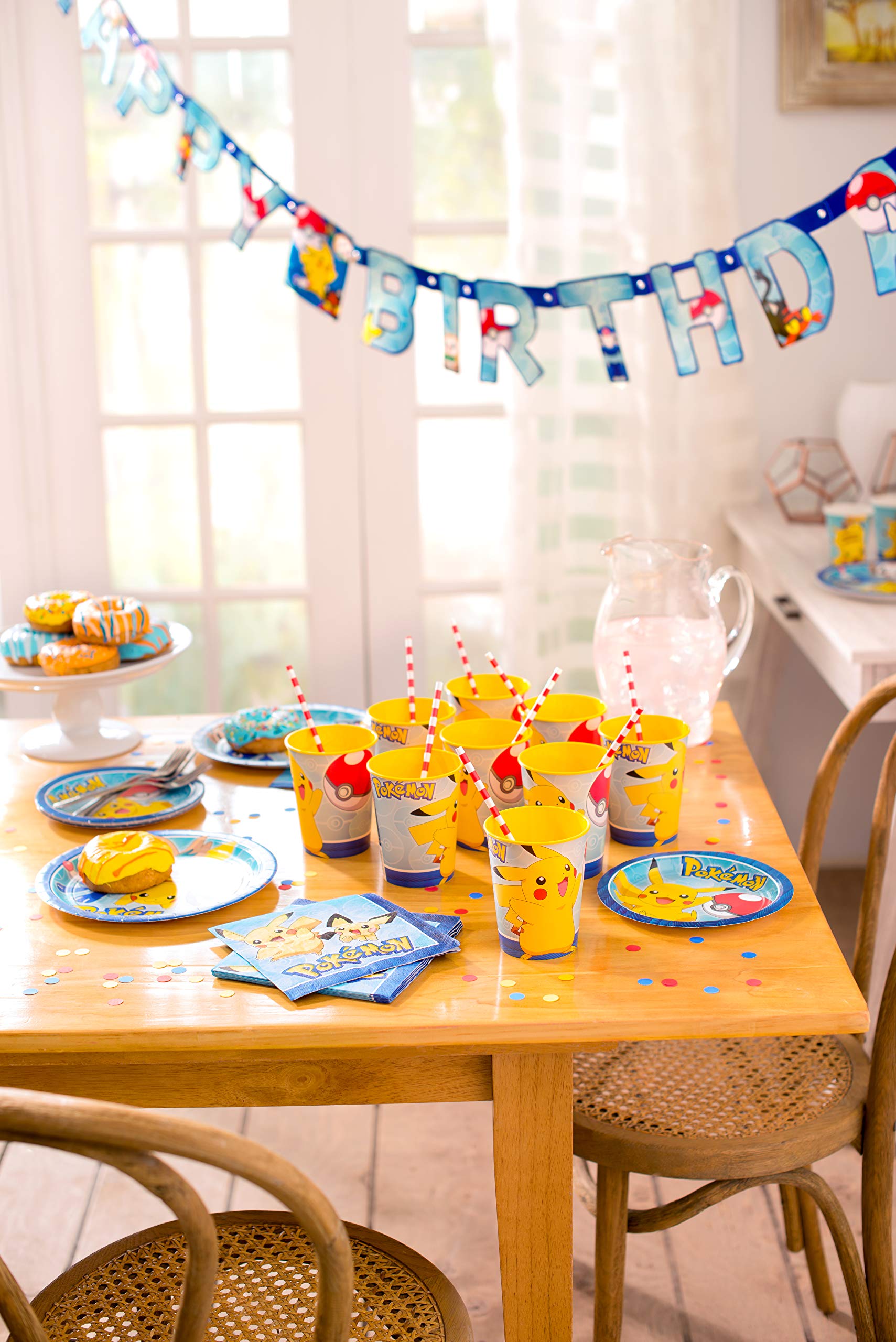Vibrant Multicolor Pokemon Round Plates - 7" (Pack of 8) - Fun, Durable Design - Perfect for Kids' Parties and Celebrations