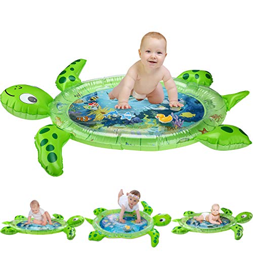 gebra Inflatable Tummy Time Water Mat Sea Turtle Shape Play Mat for Baby Boy Girl 0 3 6 9 Month