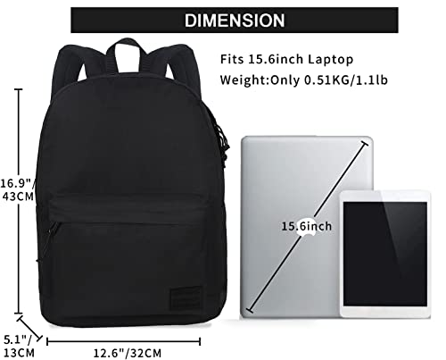 SUPACOOL Lightweight Casual Laptop Backpack with USB Charging Port and Set of 8 Black Travel Mesh Organizer Bags