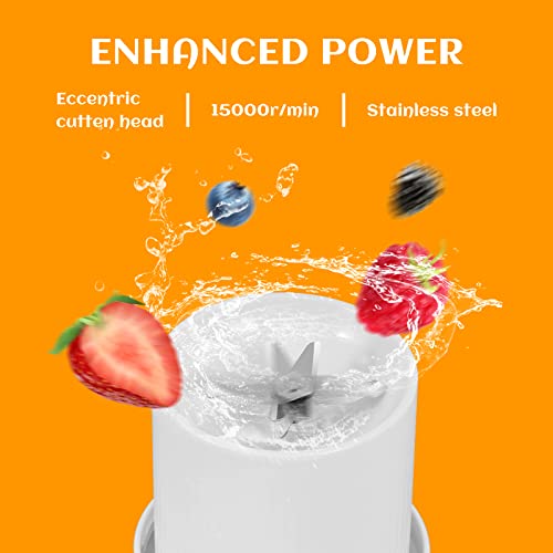 Portable Blender, One-handed Drinking Travel Bottle for Shakes and Smoothies, 8 Blade Portable Juicer,14 oz with Rechargeable USB personal size blenders