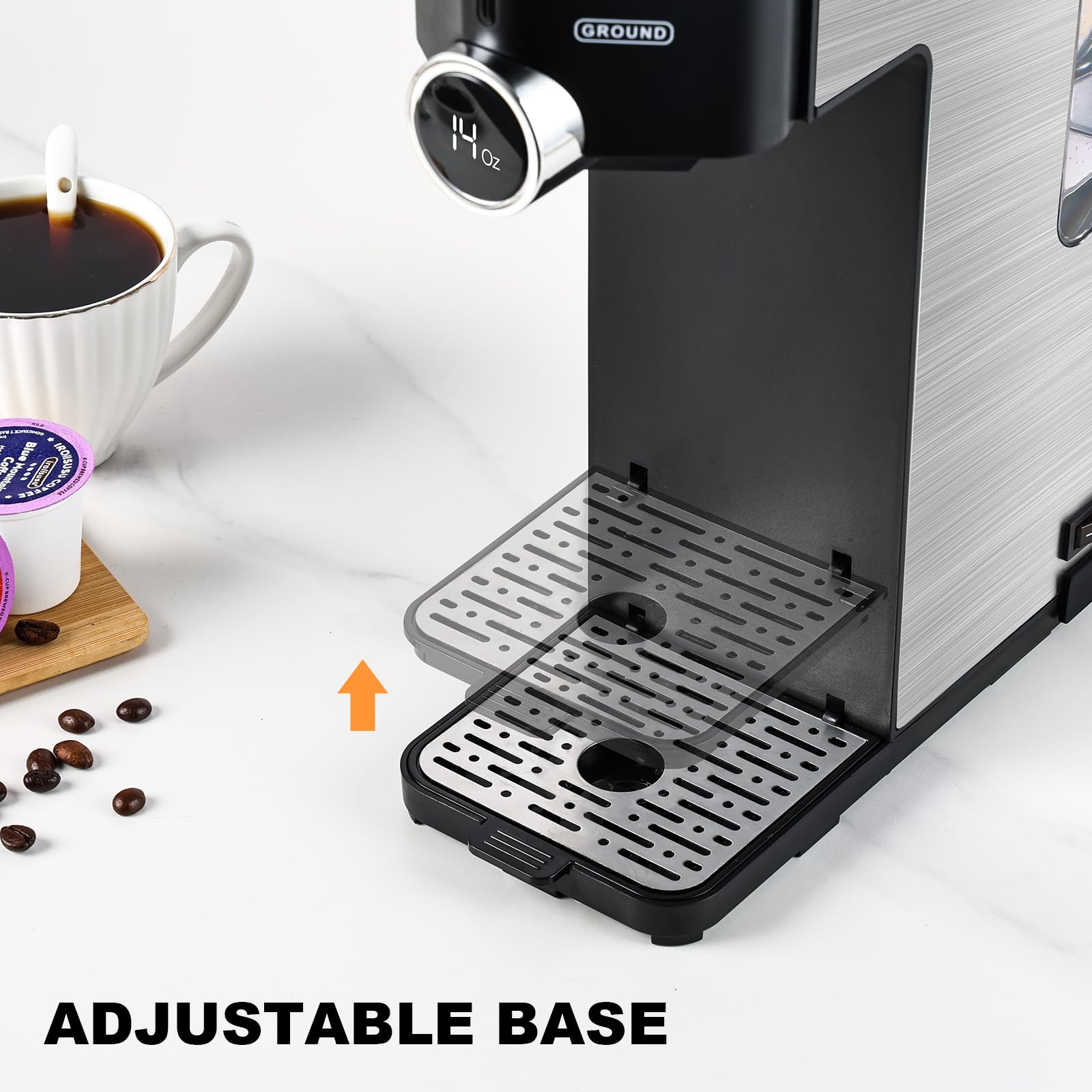 Ranbomer K Cup Pod Coffee Maker,One Cup Coffee Machine Brew 6-14 oz Ground Coffee Maker,Compact Design 48-oz,Single Serve,2 in 1, Black..