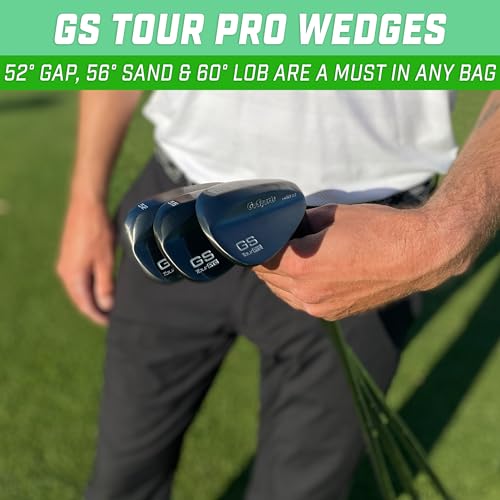 GoSports Tour Pro Golf Wedge Set - Includes 52 Degree Gap Wedge, 56 Degree Sand Wedge and 60 Lob Wedge Degree in Satin or Black Finish (Right Handed)