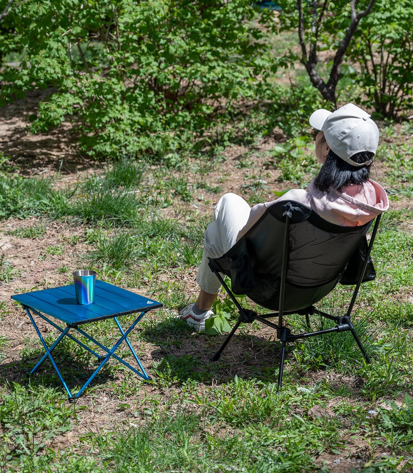 iClimb 1 Anti-Sinking Large Feet Chair and 1 Extendable Table Bundle, Ultralight Compact for Solo Adult Outdoor Backpacking Camping Hiking Beach Concert