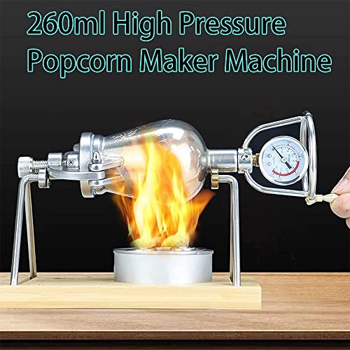 SRMNFADZ Stainless Steel Popcorn Maker, Manual Crank Popcorn Popper, High Pressure Popcorn Maker Machine, Chinese Popcorn Cannon for Family Gathering Party Fun