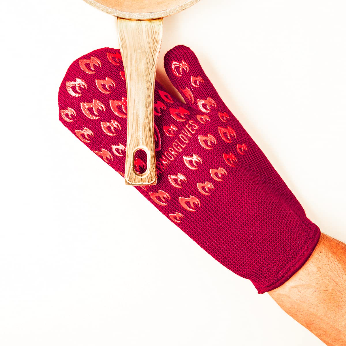 Grill Armor Oven Mitts - Extreme Heat Resistant EN407 Certified 932℉ - Cooking Mitts for BBQ, Grilling, Baking, Camping, Fire Pit, Cast Iron, Smoker, Pizza & More - Indoor & Outdoor - Red