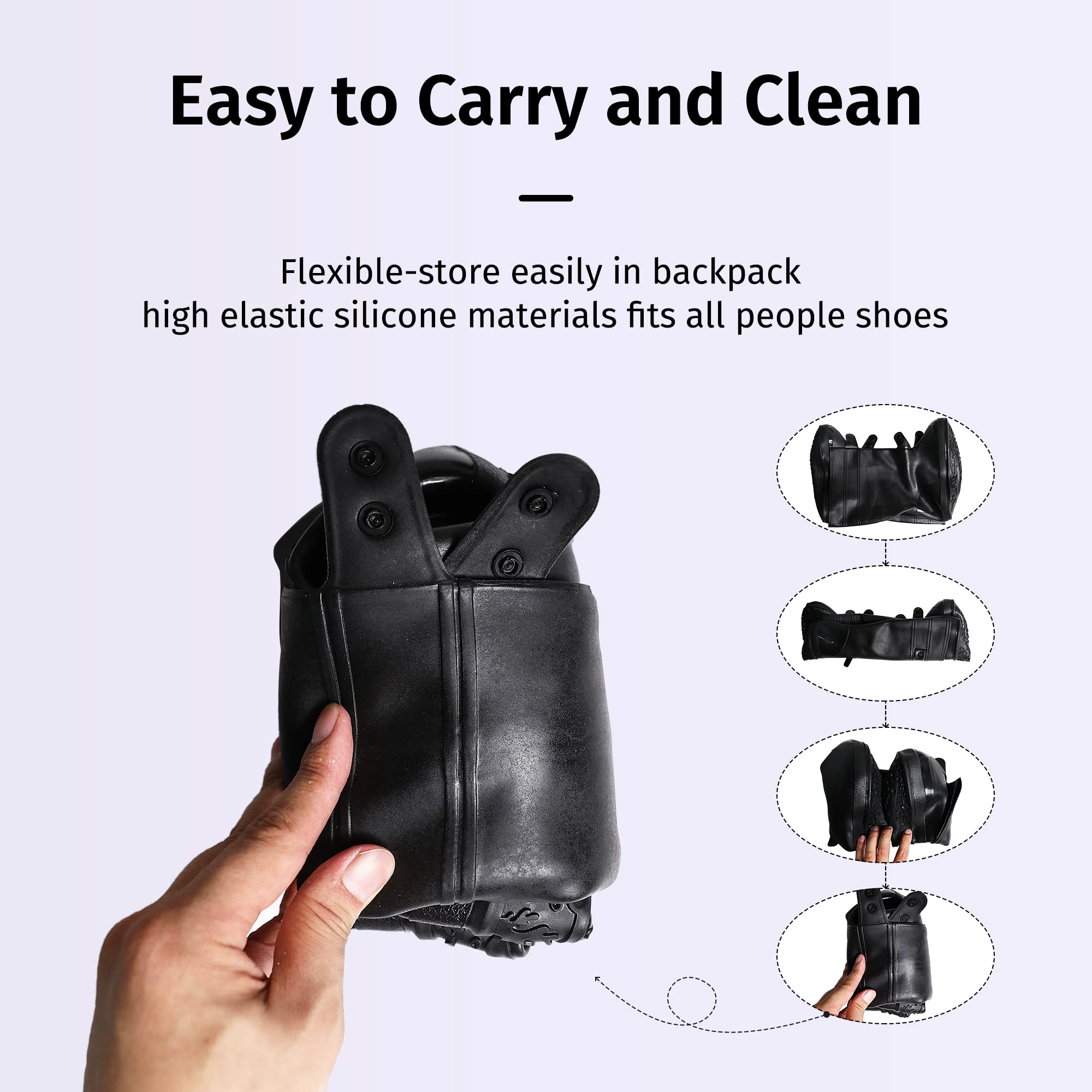 iCreek Waterproof Shoe Cover Galoshes Overshoes Men and Women Motorcycle Boot Rain Covers Easy Cleaning Heavy Duty Over Rubber Work Rubber Overshoe, Black,XL