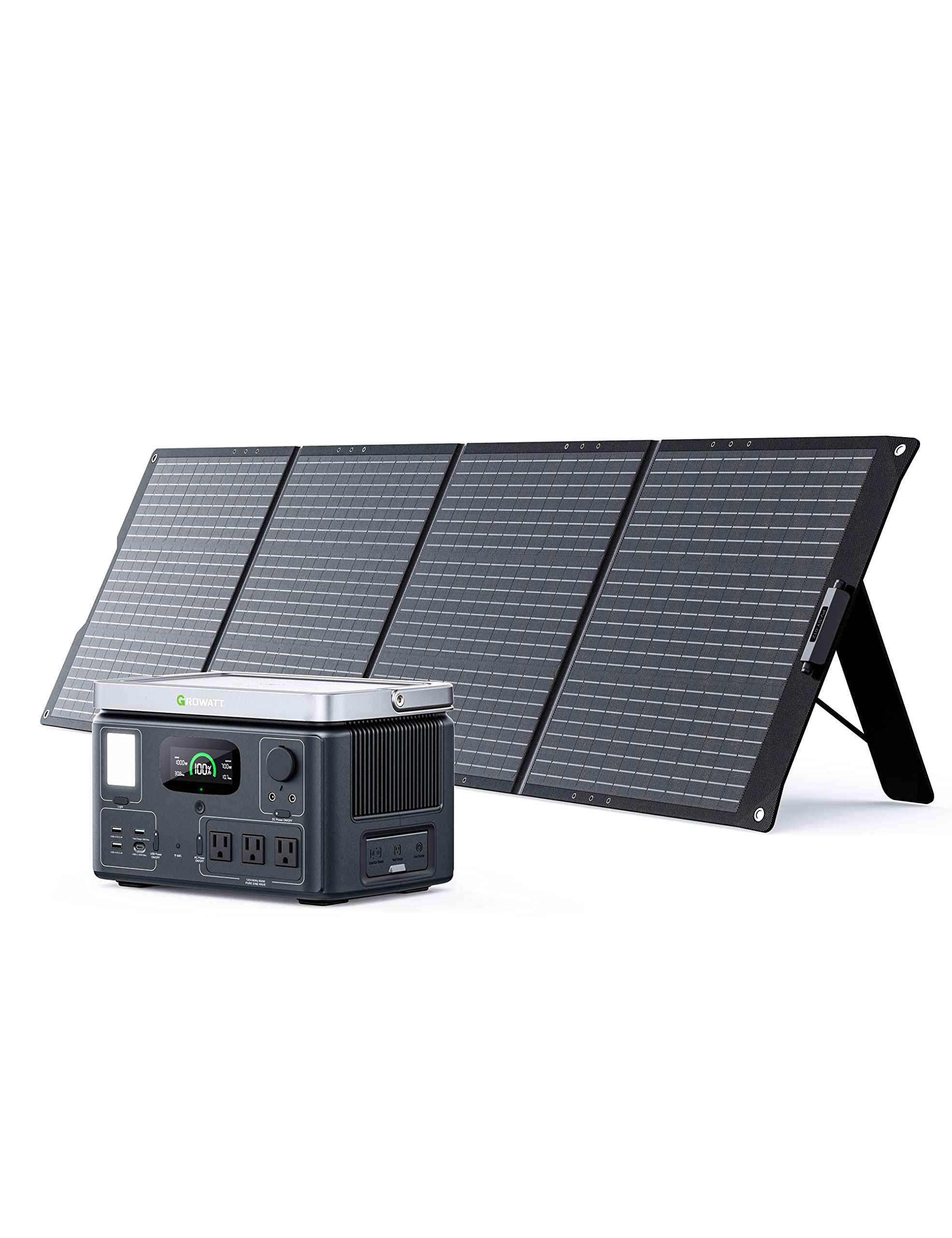 GROWATT Solar Generator VITA 550 Portable Power Station with 200W Solar Panel, UP to 1050W Output, 538Wh LiFePO4 Battery, Fast Solar Charging, Solar Powered Generator for Outdoor Camping/RV/Home Use
