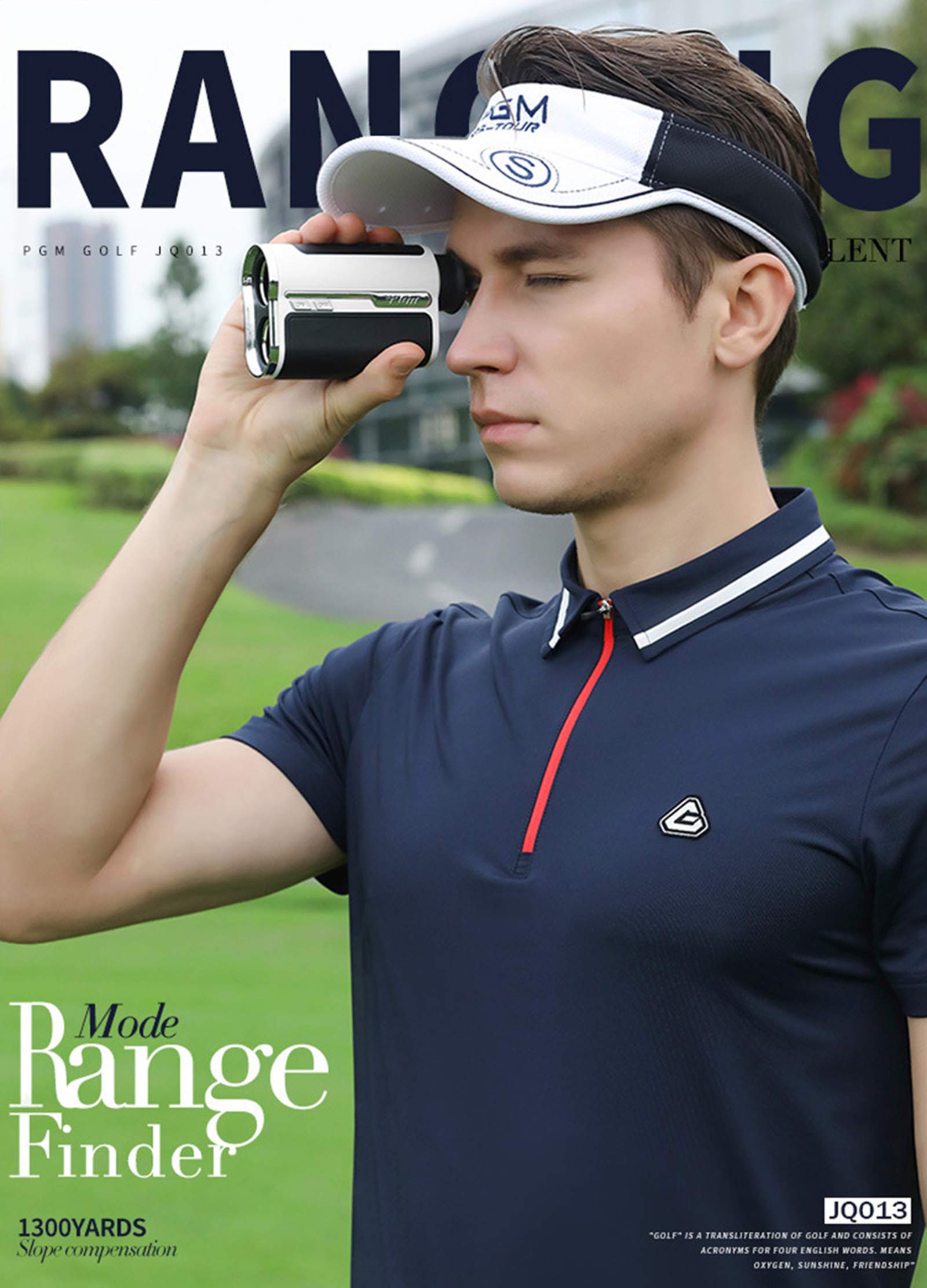 generetic PGM Golf Rangefinder, Laser Range Finder with Pulse Vibration and Physical Slope Switch, 7X Magnification, Continuous Scan, Flag Lock, Rechargeable Battery (600 Yards)