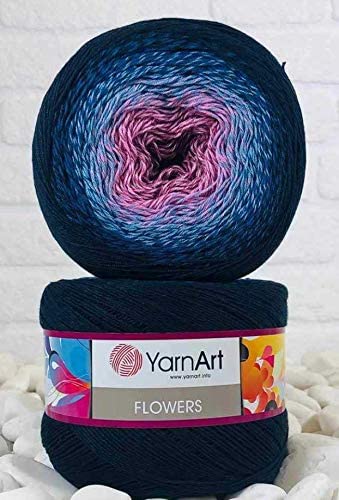 YarnArt Flowers Yarn 55% Cotton 45% Acrylic 250gr 1094yds Multicolor Cotton Yarn Rainbow Crochet Yarn Spring Summer 2 Sport Yarn (273)