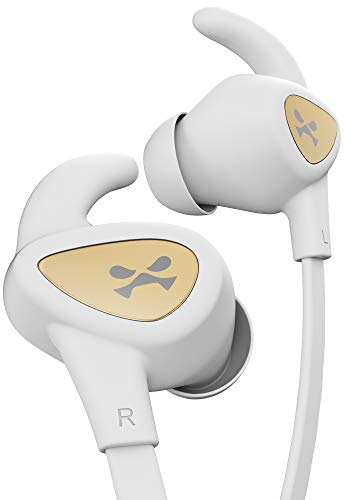 Ghostek Rush Series Wireless Sport Earbud Headphones with Built-in Microphone and Controls β White/Gold | in-Ear Earbuds with Comfortable Tips and Sweatproof Water Resistant