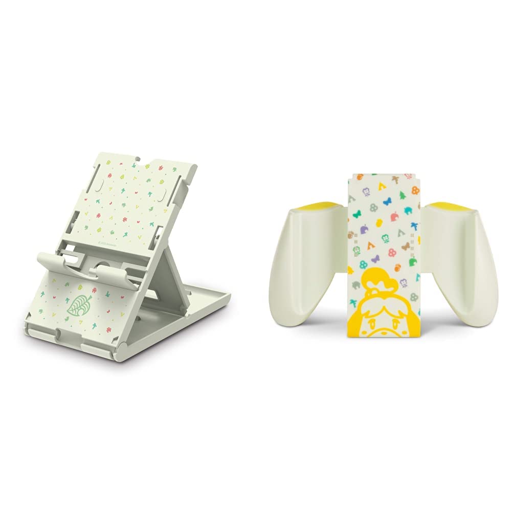 HORI Nintendo Play Stand (Animal Crossing) Compact Adjustable Gaming Stand & PowerA Joy-Con Comfort Grip for Nintendo Switch - Animal Crossing, Game Controller, Gamepad, Nintendo Switch Lite