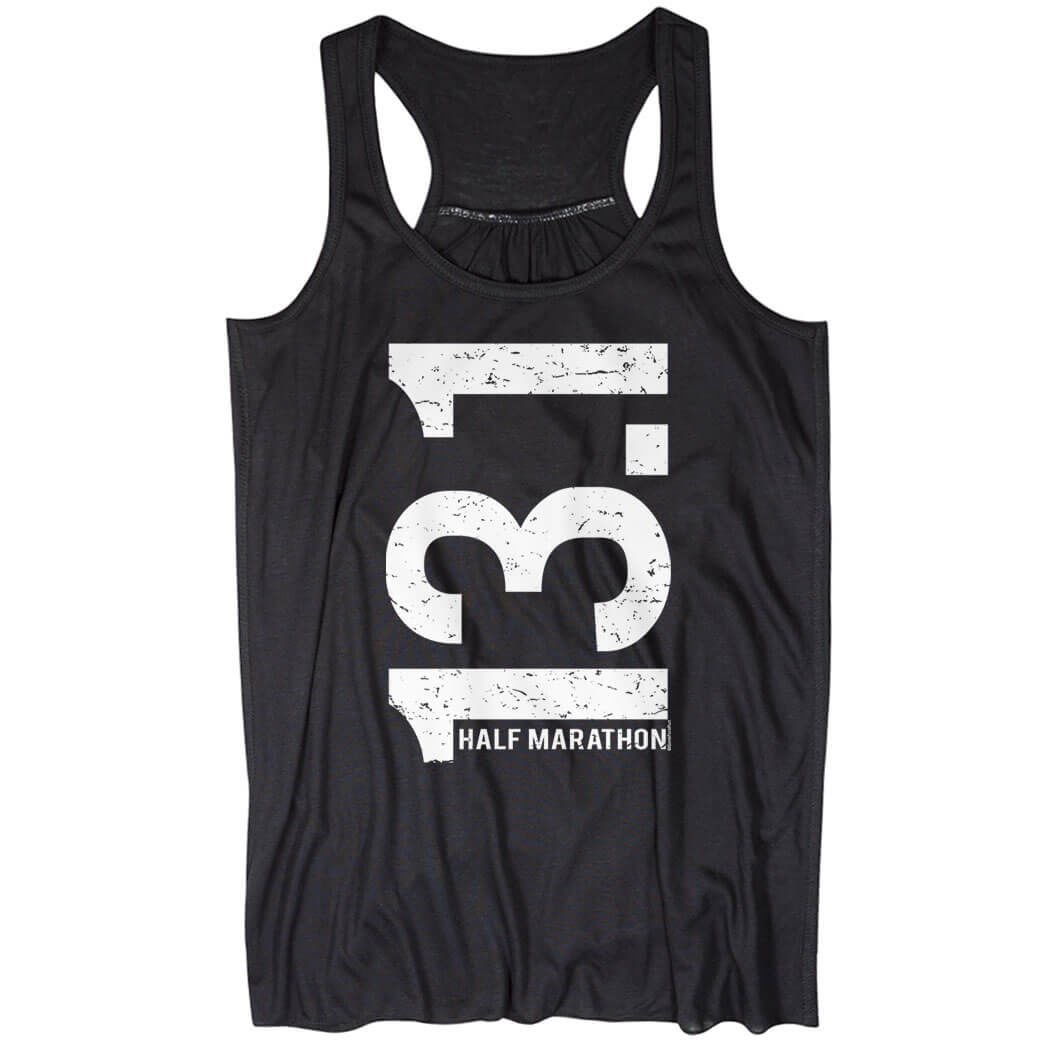Gone For a Run 13.1 Half Marathon Vertical Flowy Racerback Tank Top | Running Tanks Black | Adult Small