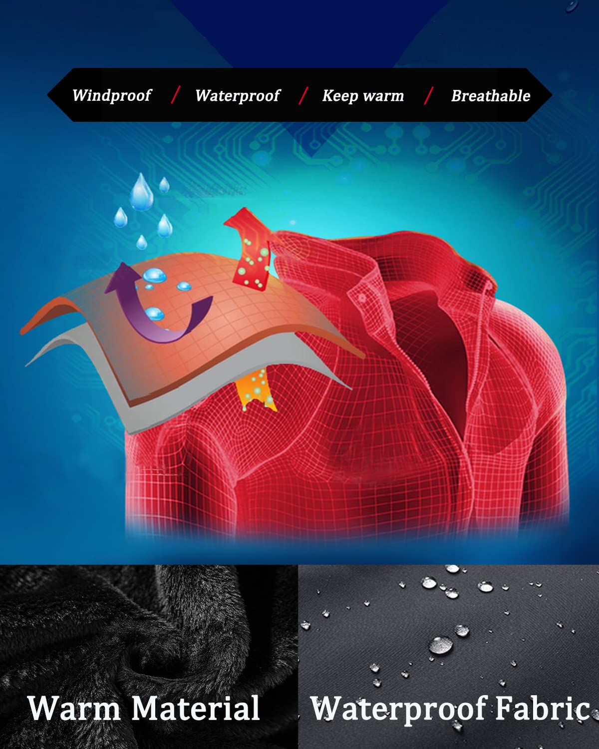 FTIMILD Men's Waterproof Ski Jacket Warm Winter Snow Coat With Detachable Hood (as1, alpha, m, regular, regular, Black)