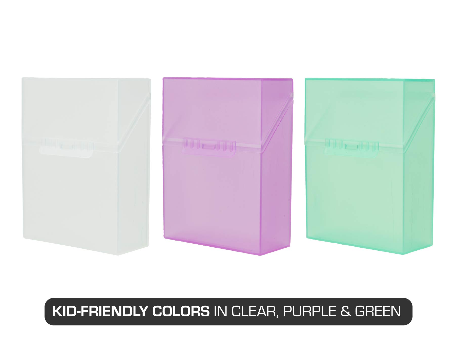 It's Academic Crayon Box with Hinged Lid and Snap Closure, Clear, Purple, and Green Plastic, 16-Pack (Colors May Vary)