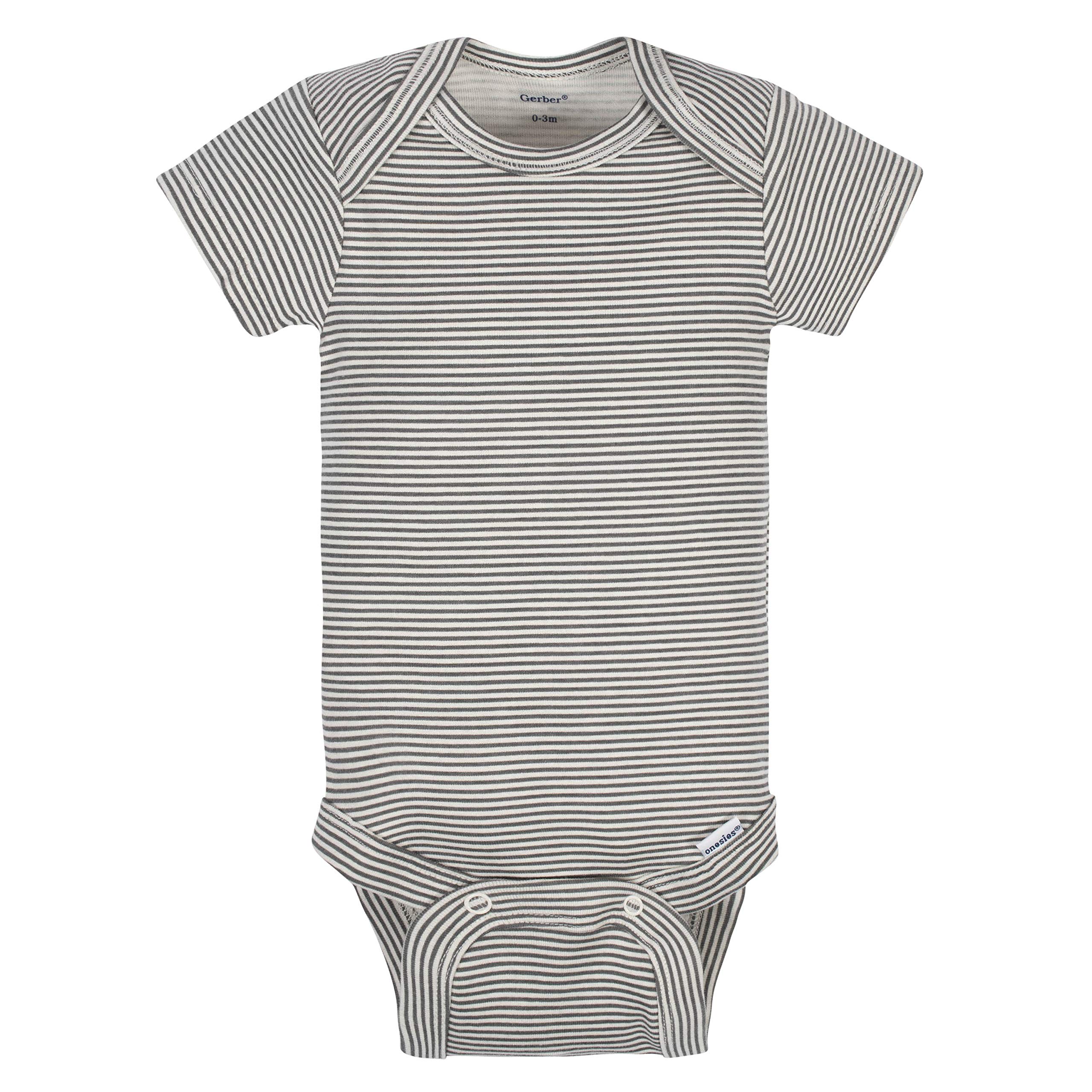 Gerber Baby Boys 5-Pack Short Sleeve Variety Onesies Bodysuits Grey/Ivory/Orange 0-3 Months