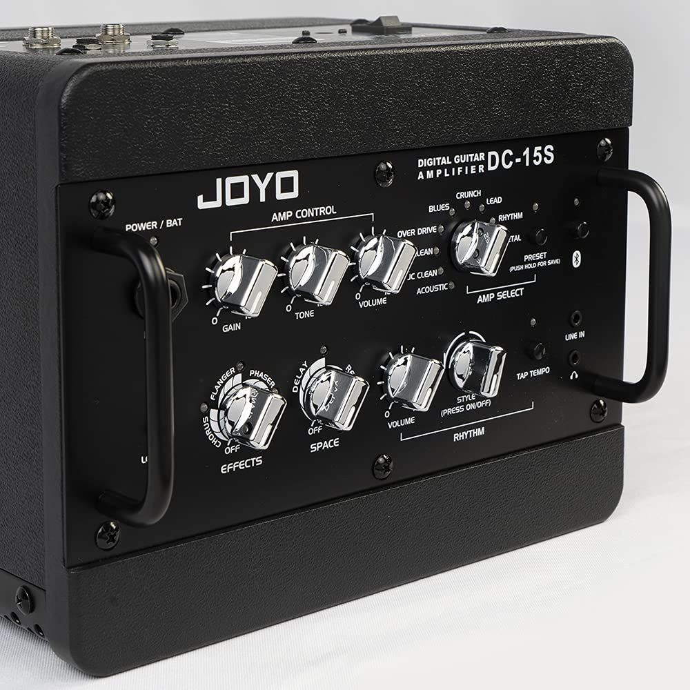 JOYO Digital Guitar Amplifier 15W Rechargeable Bluetooth Practice Amp Electric & Acoustic Guitar Combo with 9 Amp Models 6 Digital Effects (DC-15S)
