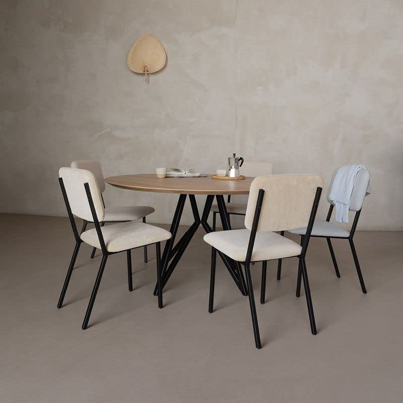 SUSUO Industrial Style Dining Table, 47.2" L x 47.2" W Rustic Solid Wood Dining Table with Black Metal Legs, Industrial Home Office Kitchen Furniture