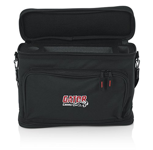 Gator Cases Padded Nylon Carry Bag for Single Wireless Microphone System; Live-in Style Holds Reciever, Body Pack, and Microphone with Antenna Access (GM-1W) , Black