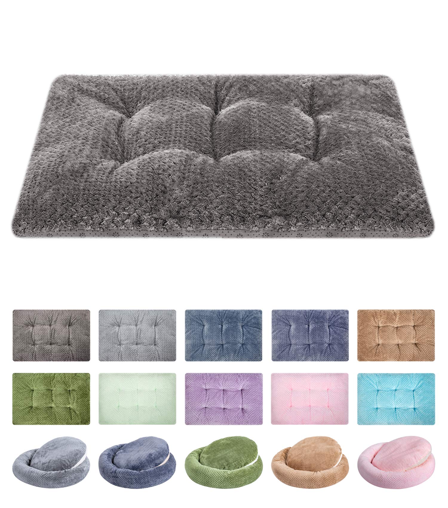 WONDER MIRACLE Fuzzy Deluxe Pet Beds, Super Plush Dog or Cat Beds Ideal for Dog Crates, Machine Wash & Dryer Friendly (15" x 23", S-Eagle Grey)