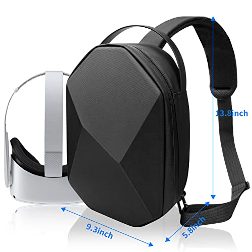 Men's Carrying Case for Oculus Quest 2 | Meta Quest 2, Hard Carrying Bag for Oculus Quest 2 VR Headset and Grips Shoulder Chest Backpack for Oculus Quest 2 and Elite Strap with Storage Bags