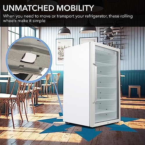 Whynter CBM-815WS Freestanding 8.1 cu. ft. Stainless Steel Merchandiser Superlit Door and Lock β White Commercial Beverage Refrigerator, Silver