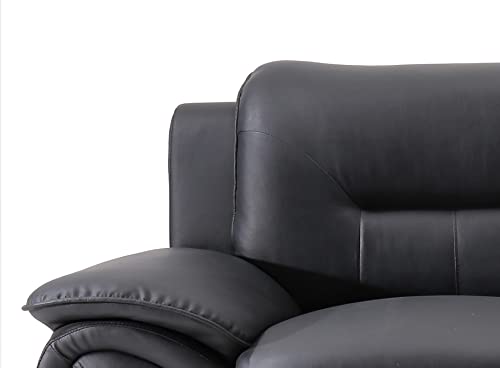 US Pride Furniture Michael Collection Modern Style Faux Leather Couch, Versatile 3 Seater Accent Piece for Living Room, Bedroom or Office, Comfortable Design and Elegant Look, 79" Sofa, Midnight