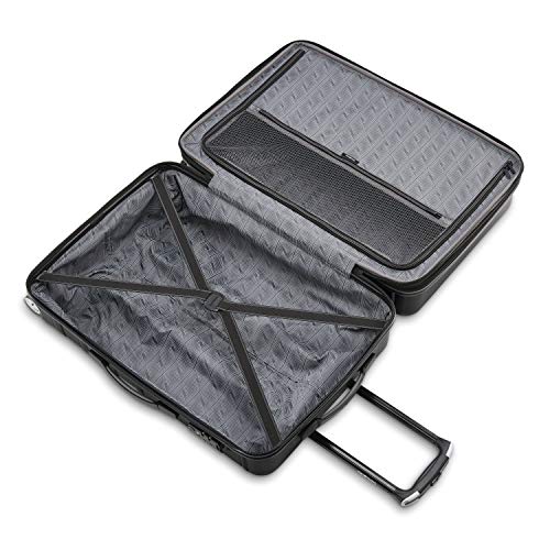 Samsonite Omni 2 Hardside Expandable Luggage with Spinner Wheels, Checked-Medium 24-Inch, Midnight Black