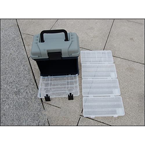 GPPZM 1 Pcs 26 * 16 * 26cm 4 Layer PP+ABS Fishing Tackle Box Plastic Handle Fishing Box Fishing Tools Storage Box