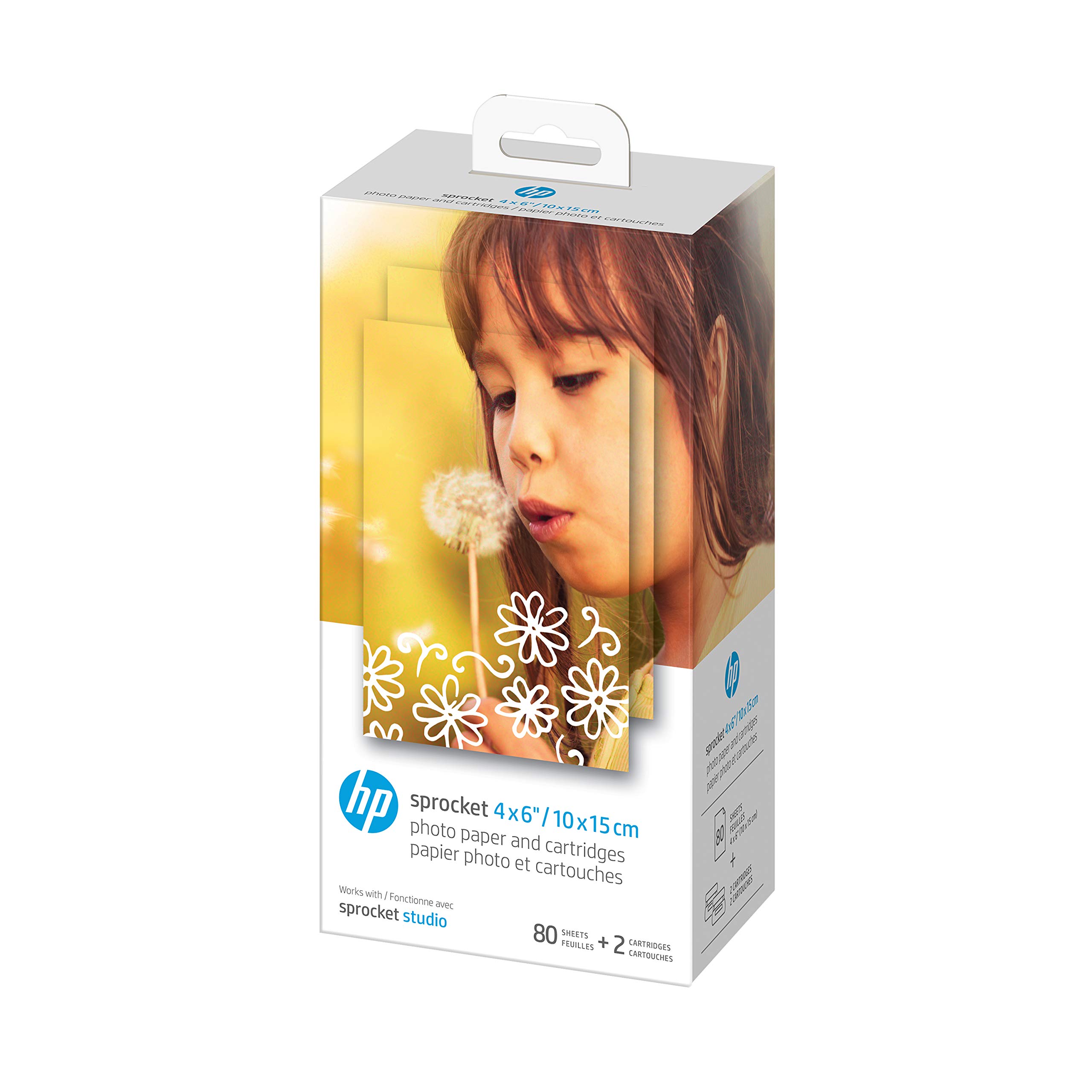 HP Sprocket Studio 4x6โ Instant Photo Printer โ Print Photos from Your iOS, Android Devices & Social Media with HP Sprocket Studio 4x6" Photo Paper &-Cartridges (80 Sheets-2-Cartridges)